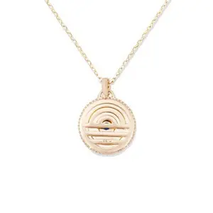 CAMPBELL + CHARLOTTE Evolve Stone Inlay Disk Pendant Necklace - Green- Gold
