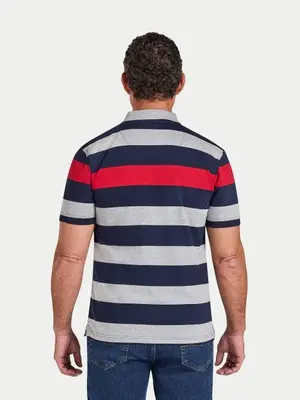 RAGING BULL Short Sleeve Contrast Stripe Polo Shirt - Red