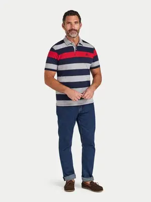 RAGING BULL Short Sleeve Contrast Stripe Polo Shirt - Red