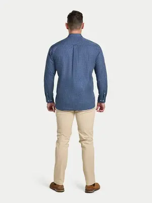 RAGING BULL Long Sleeve Dotty Print Cotton Shirt