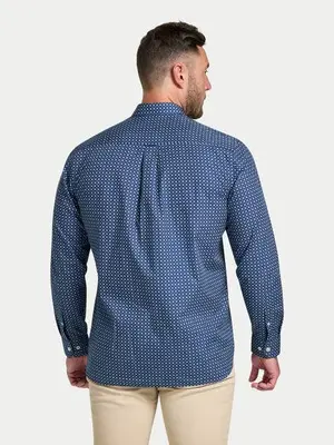 RAGING BULL Long Sleeve Dotty Print Cotton Shirt