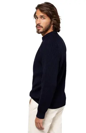CELTIC & CO. British Ribbed Fishermans Sweater - Dark Navy