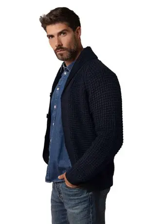 CELTIC & CO. British Waffle Stitch Cardigan - Dark Navy