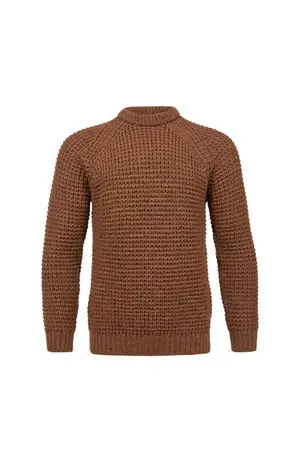 CELTIC & CO. British Waffle Stitch Crew - Burnt Sienna