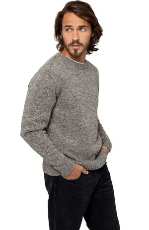 CELTIC & CO. Crew Neck Donegal Wool Sweater - Grey Pebble