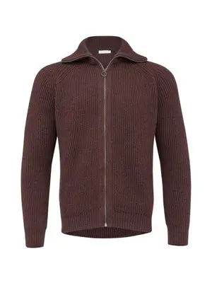 CELTIC & CO. British Ribbed Zip Cardigan - Merlot