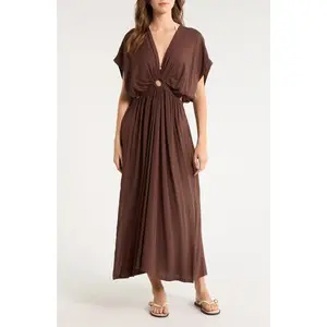 Elan Ring Cover-Up Maxi Dress Brown