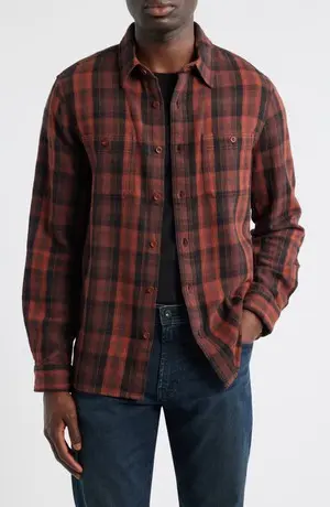 Ag Mason Plaid Flannel Button-up Shirt - Burgundy Multi