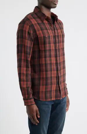 Ag Mason Plaid Flannel Button-up Shirt - Burgundy Multi