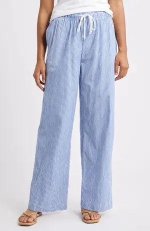 BEACHLUNCHLOUNGE Reed Stripe Cotton Pants - Maya Blue