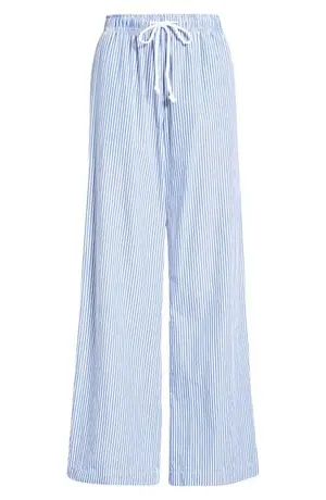 BEACHLUNCHLOUNGE Reed Stripe Cotton Pants - Maya Blue