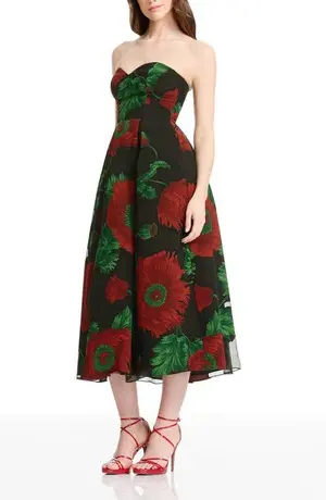 Dress The Population Maisy Strapless Fit & Flare Midi Dress