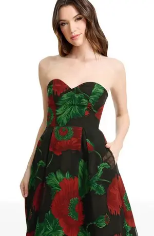 Dress The Population Maisy Strapless Fit & Flare Midi Dress