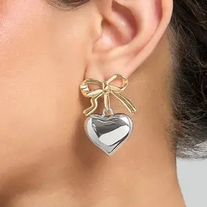 Bcbgmaxazria Heart Drop Earrings With Bow Accent