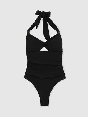 REISS Marta Cut-out Halter-neck Swimsuit