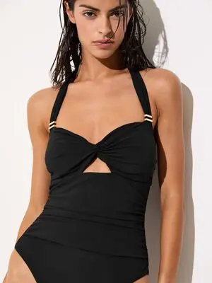 REISS Marta Cut-out Halter-neck Swimsuit