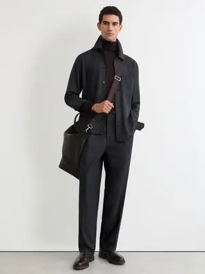 REISS Cooper Wool-blend Patch-pocket Overshirt - Navy