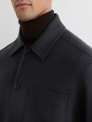 REISS Cooper Wool-blend Patch-pocket Overshirt - Navy