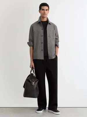 REISS Cooper Wool-blend Patch-pocket Overshirt - Soft Grey