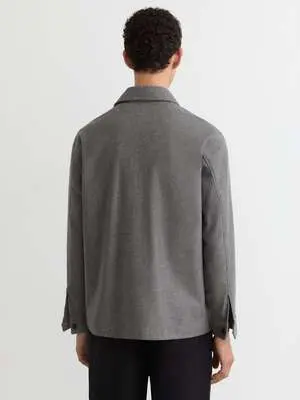 REISS Cooper Wool-blend Patch-pocket Overshirt - Soft Grey
