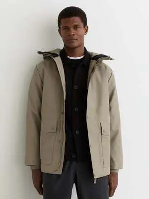Rains Short Hooded Parka Coat - Drift