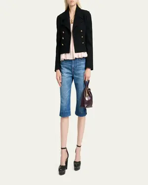Chloé Double-breasted Wool Bouclette Crop Jacket