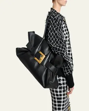 Balmain Anthem Large Belted Tote Bag - Noir