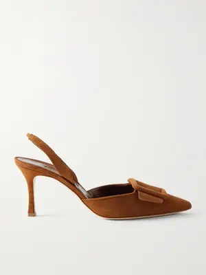 Manolo Blahnik Maysli 70 Buckled Slingback Pumps - Brown