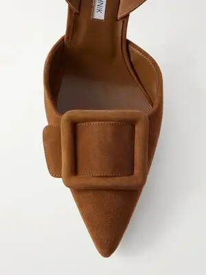 Manolo Blahnik Maysli 70 Buckled Slingback Pumps - Brown