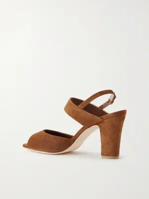 Manolo Blahnik Khiko 90 Suede Slingback Sandals - Brown