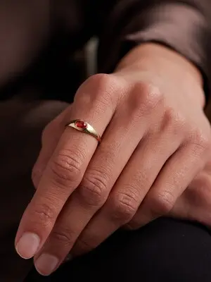 LOREN STEWART 14-karat Gold Garnet Ring