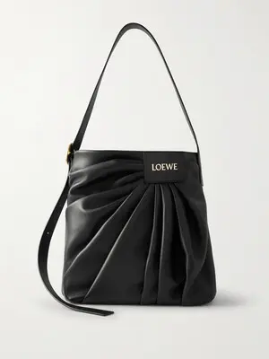 Loewe Gathered Leather Tote - Black