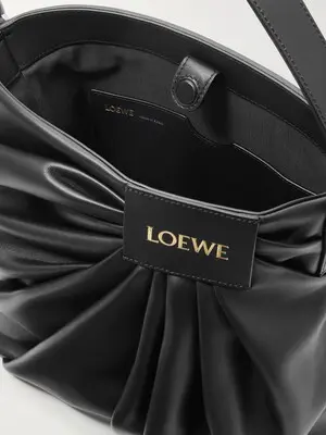 Loewe Gathered Leather Tote - Black