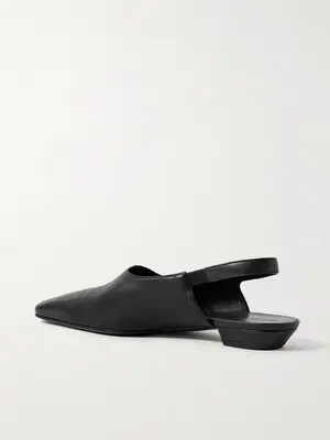 Khaite Celia Leather Slingback Flats - Black