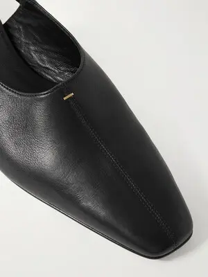 Khaite Celia Leather Slingback Flats - Black