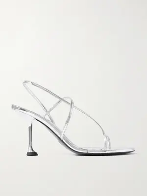 Proenza Schouler Tee' Mirrored-leather Slingback Sandals - Silver