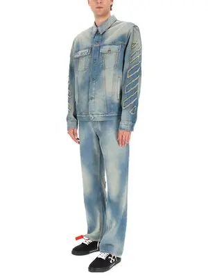 Off-White Diag Raw Patch Jacket - Denim