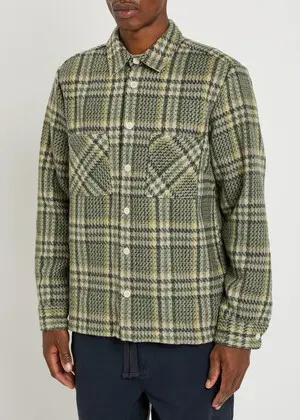 WAX LONDON Whiting Checked Wool-blend Overshirt - Green