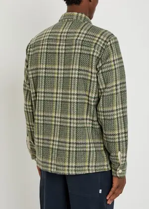 WAX LONDON Whiting Checked Wool-blend Overshirt - Green