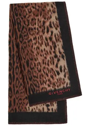 Givenchy Leopard-print Brushed Wool Scarf