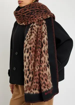 Givenchy Leopard-print Brushed Wool Scarf