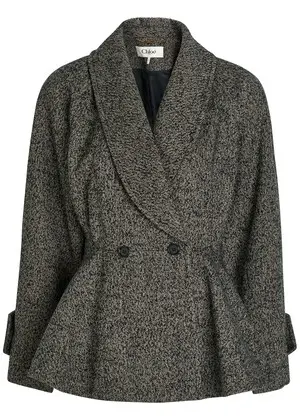 Chloé Herringbone Peplum Wool-blend Jacket