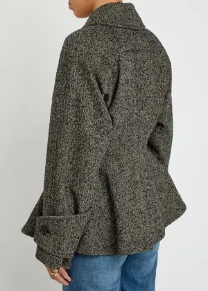 Chloé Herringbone Peplum Wool-blend Jacket
