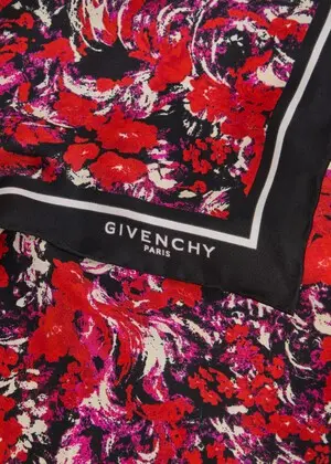 Givenchy Night Garden Floral Printed Silk Scarf