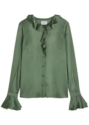Erdem Satin Ruffled Blouse