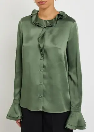 Erdem Satin Ruffled Blouse