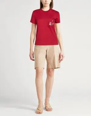 Max Mara Cotton Jersey T-shirt With Embellishments - Red