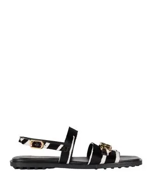 TOD'S Embellished Zebra-print Calf Hair Slingback Sandals - Black