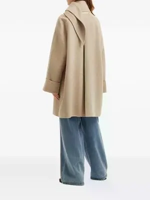 B+AB Button Detailed Coat With Scarf - Neutrals