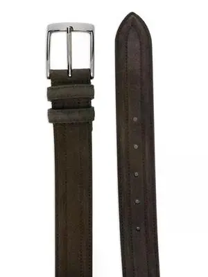 Canali Suede Belt With Silver-toned Buckle